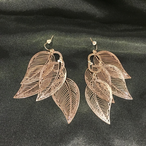 Unknown | Jewelry | Rose Gold Color Leaf Earrings | Poshmark